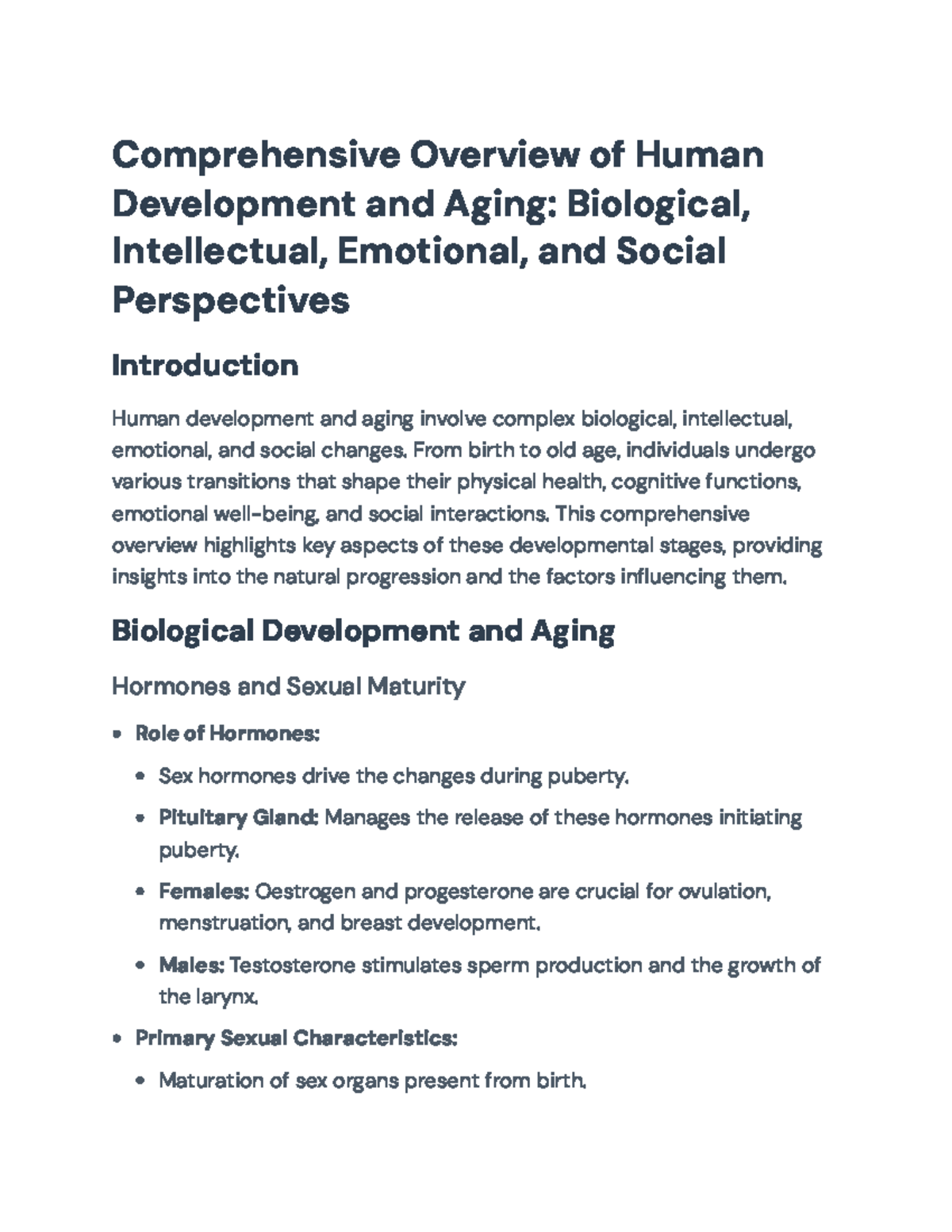 Comprehensive Overview of Human Development & Aging: Key Stages - Studocu