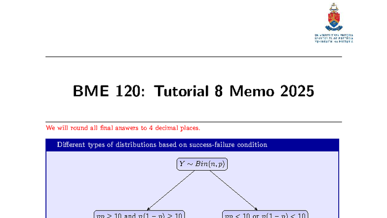 BME 120: Tutorial 8 Memo - Statistical Distributions and Hypothesis ...