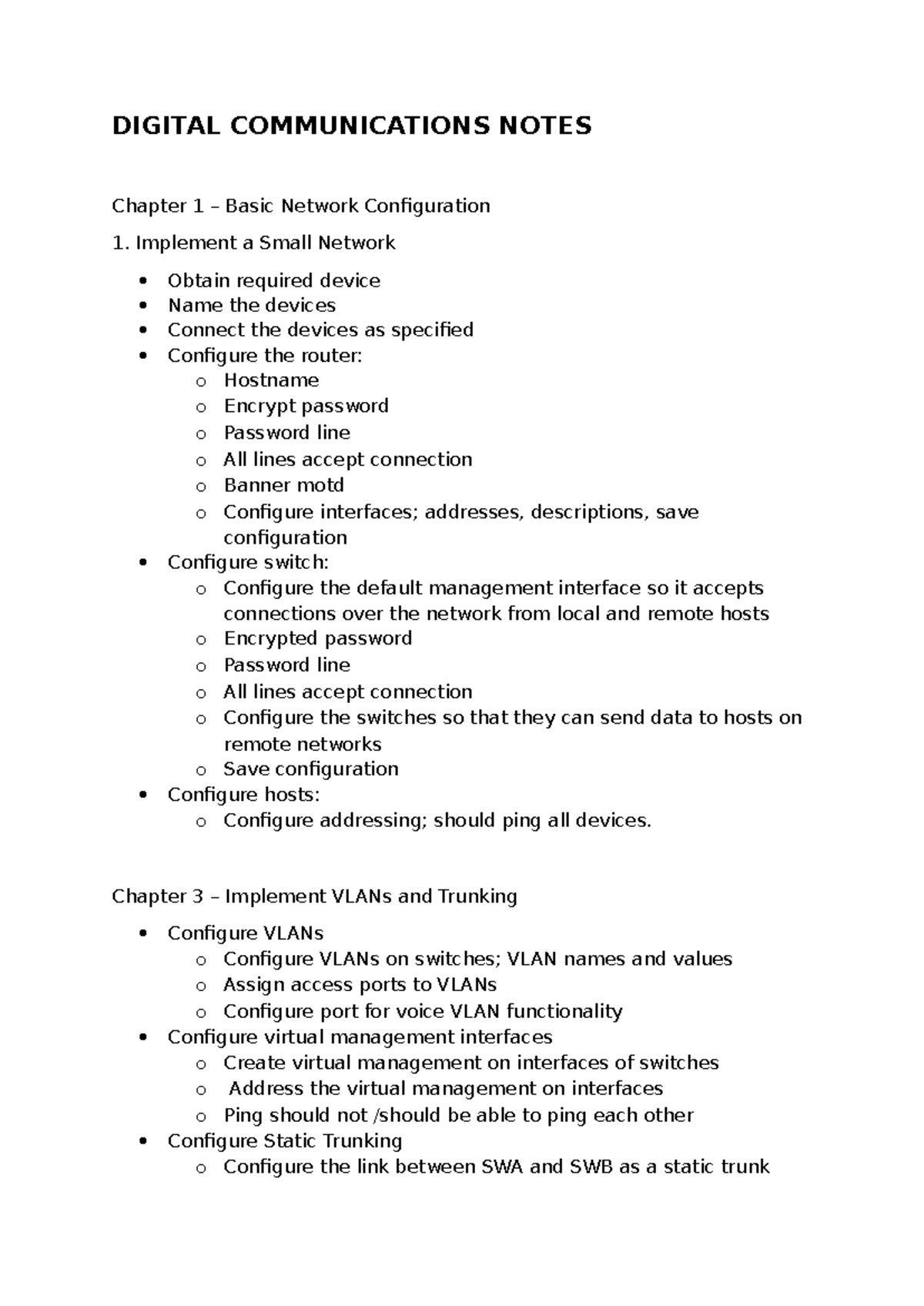 Digital Communications Notes: CCNA2 Troubleshooting & Configurations ...