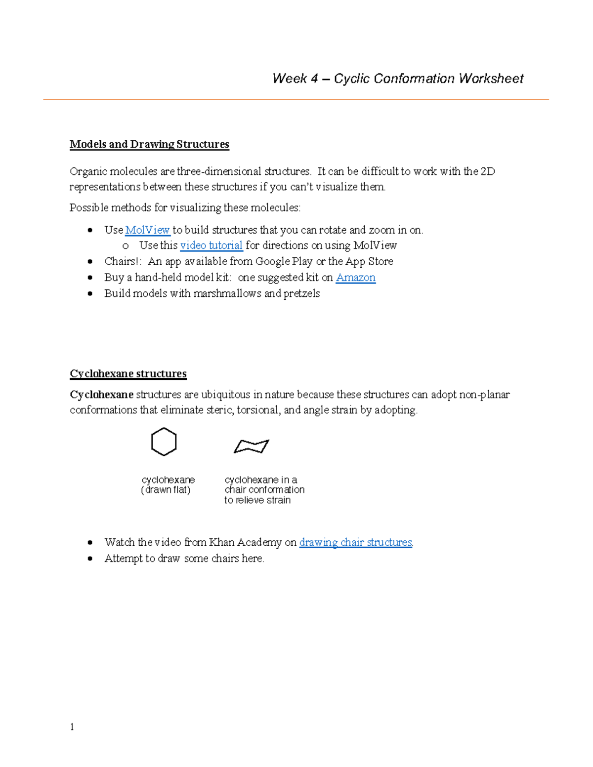 Week 4 Organic Chemistry: Cyclic Conformation Models & Structures - Studocu