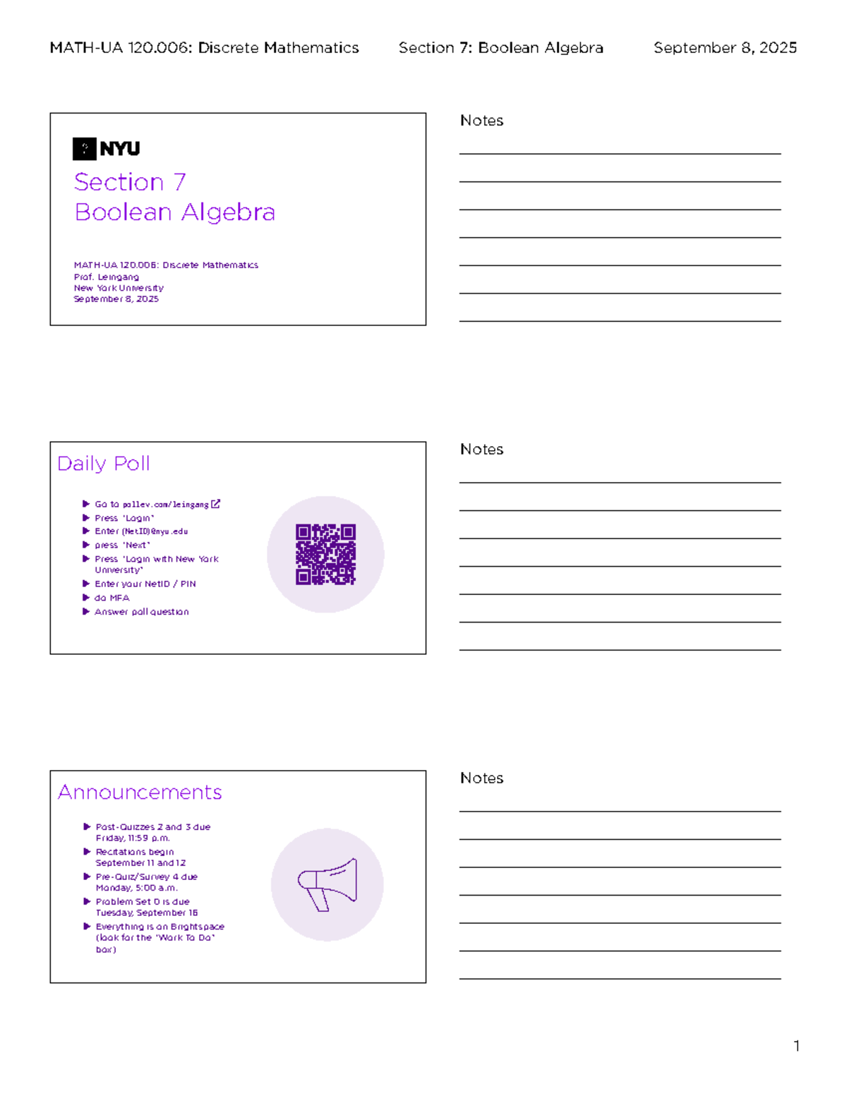 Boolean Algebra Notes - MATH-UA 120.006 Discrete Mathematics - Studocu