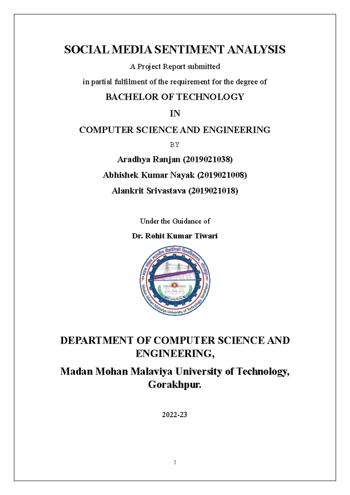**BTech CSE Project: Social Media Sentiment Analysis Report** - Studocu