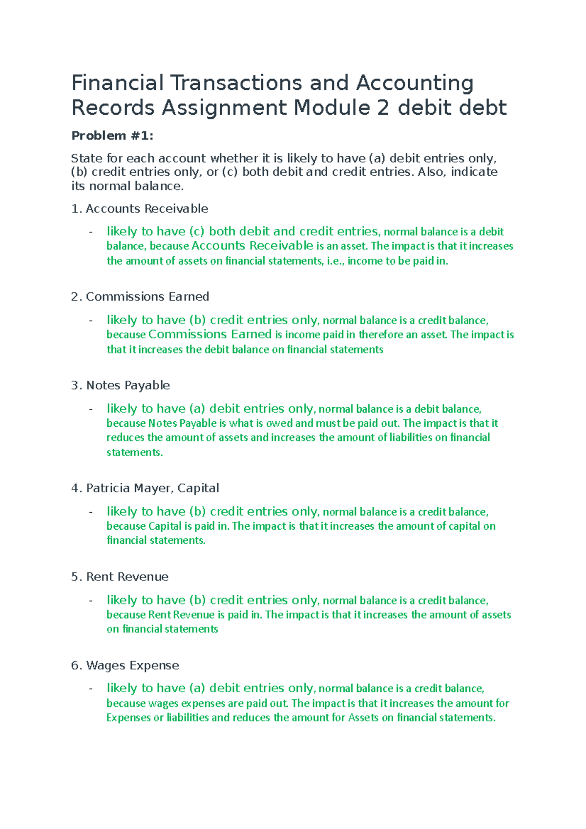 Module 2 Assignment: Financial Transactions & Accounting Impact ...
