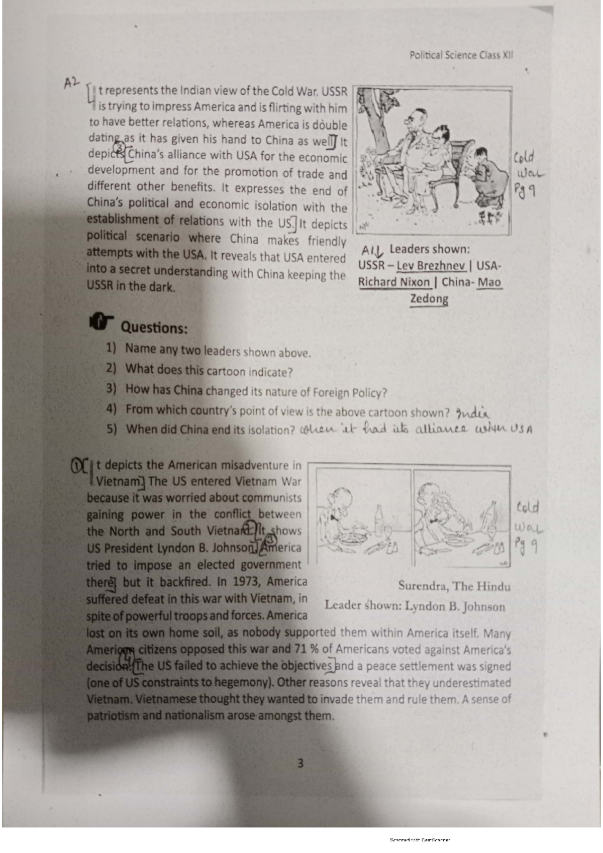 Political Science Class XII A2 - Cartoon Analysis and Discussion - Studocu