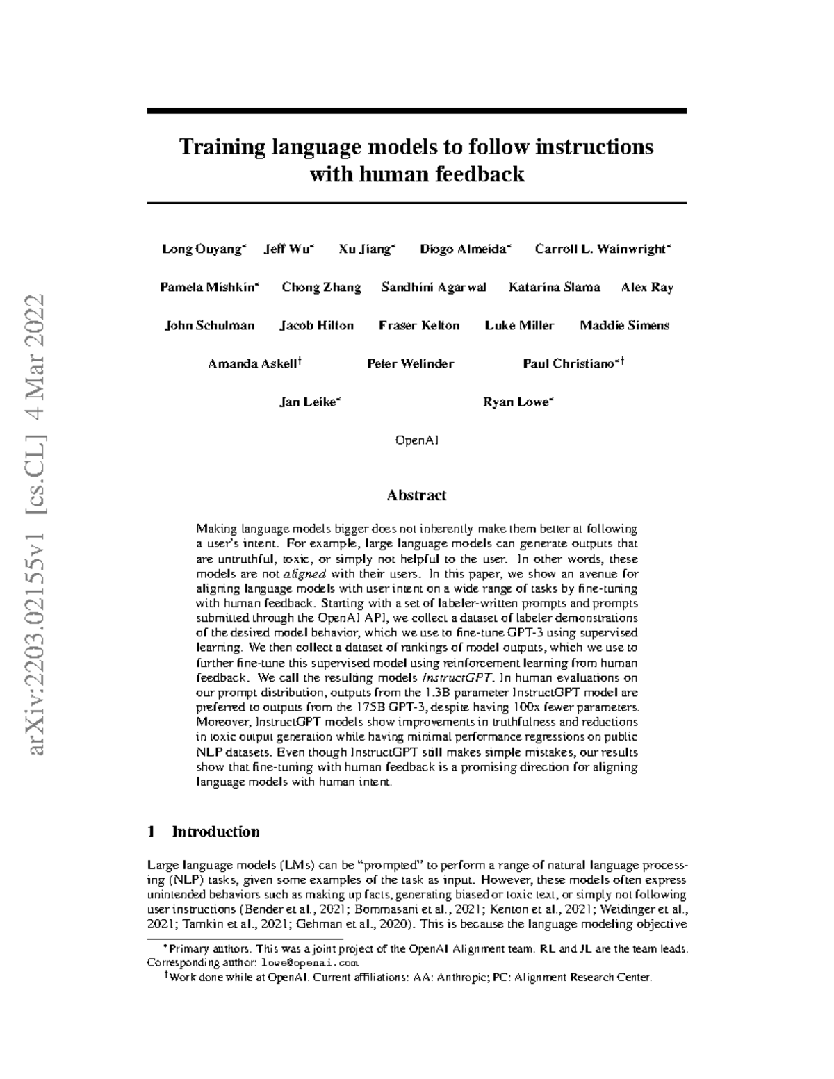 202203-Instruct GPT - large language model - Training language models ...