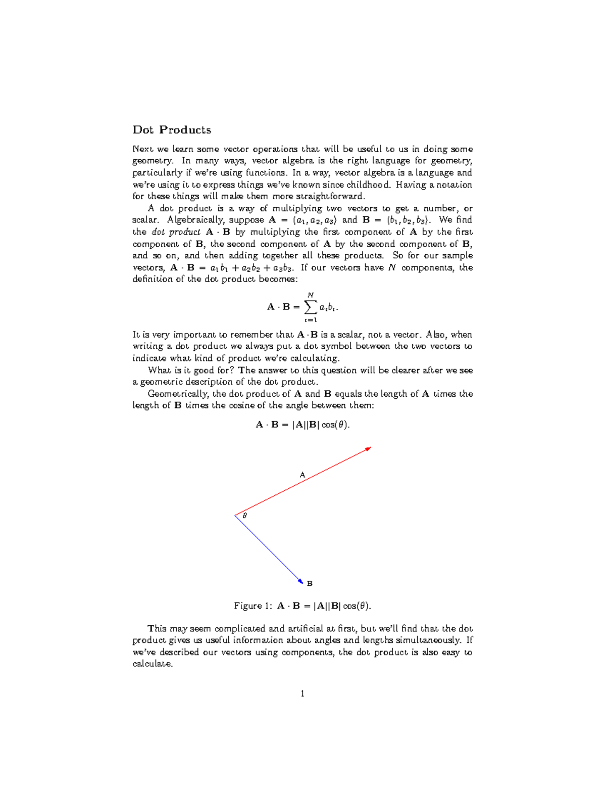 Lec1snip2: Understanding Dot Products in Vector Algebra - Studocu