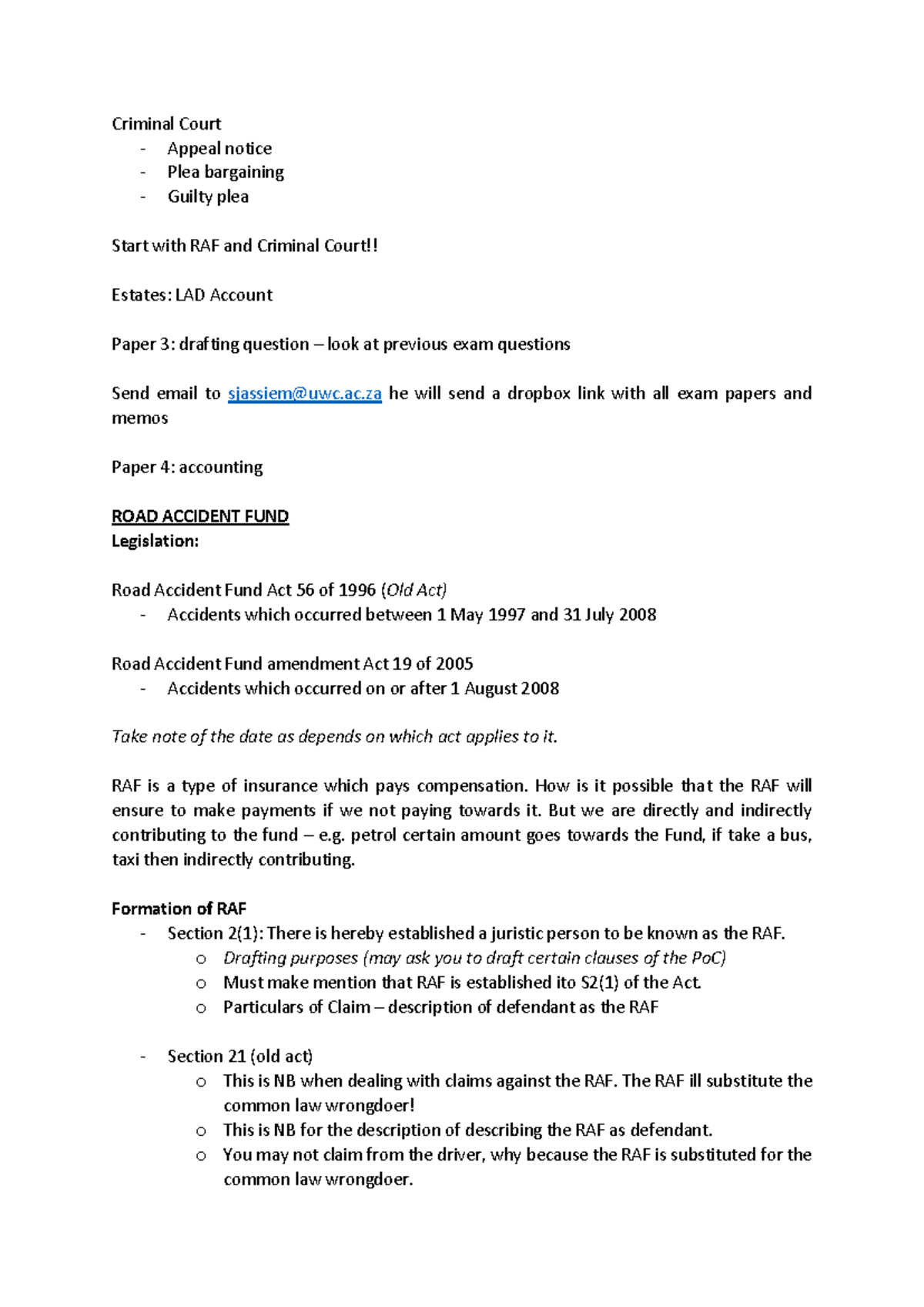 RAF Personal Injury Claims: Overview and Regulations Guide - Studocu