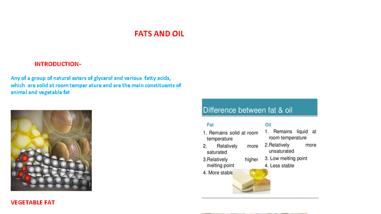 FATS AND OILS: Introduction to Triglycerides and Their Reactions ...