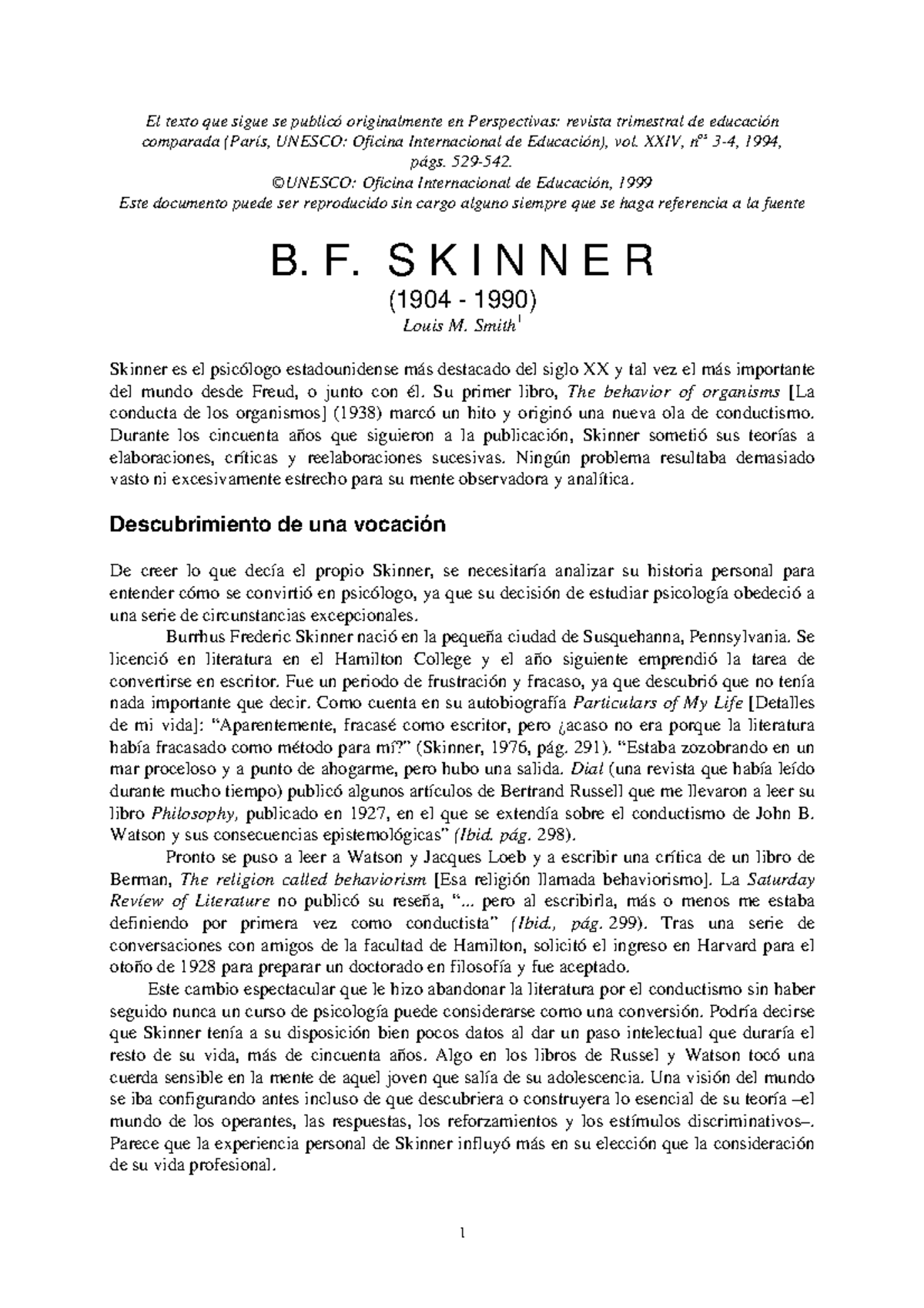 B.F. Skinner: Un Análisis de su Vida y Contribuciones a la Psicología ...
