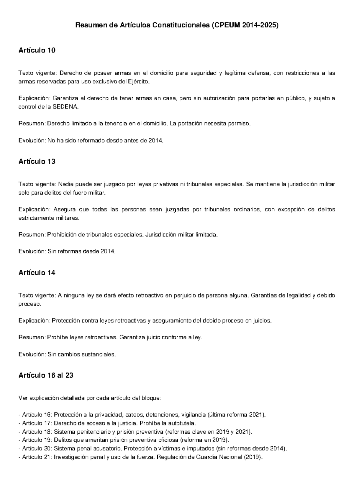 Resumen de Artículos Constitucionales CPEUM 2014-2025 - Studocu