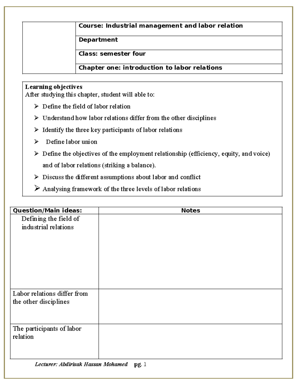 Industrial Management & Labor Relations: Chapter 1 Overview - Studocu