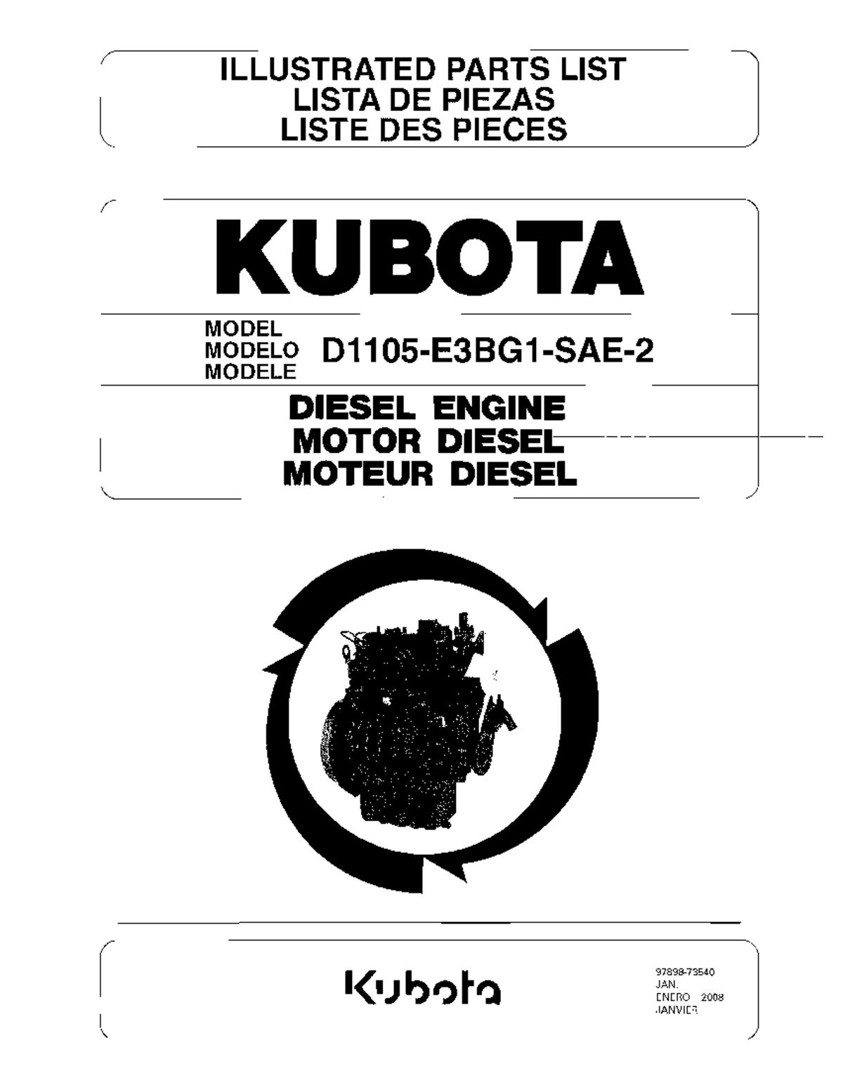 D1105-E3BG1 - KUBOTA DIESEL ENGINE PARTS LIST (JAN 2008) - Studocu