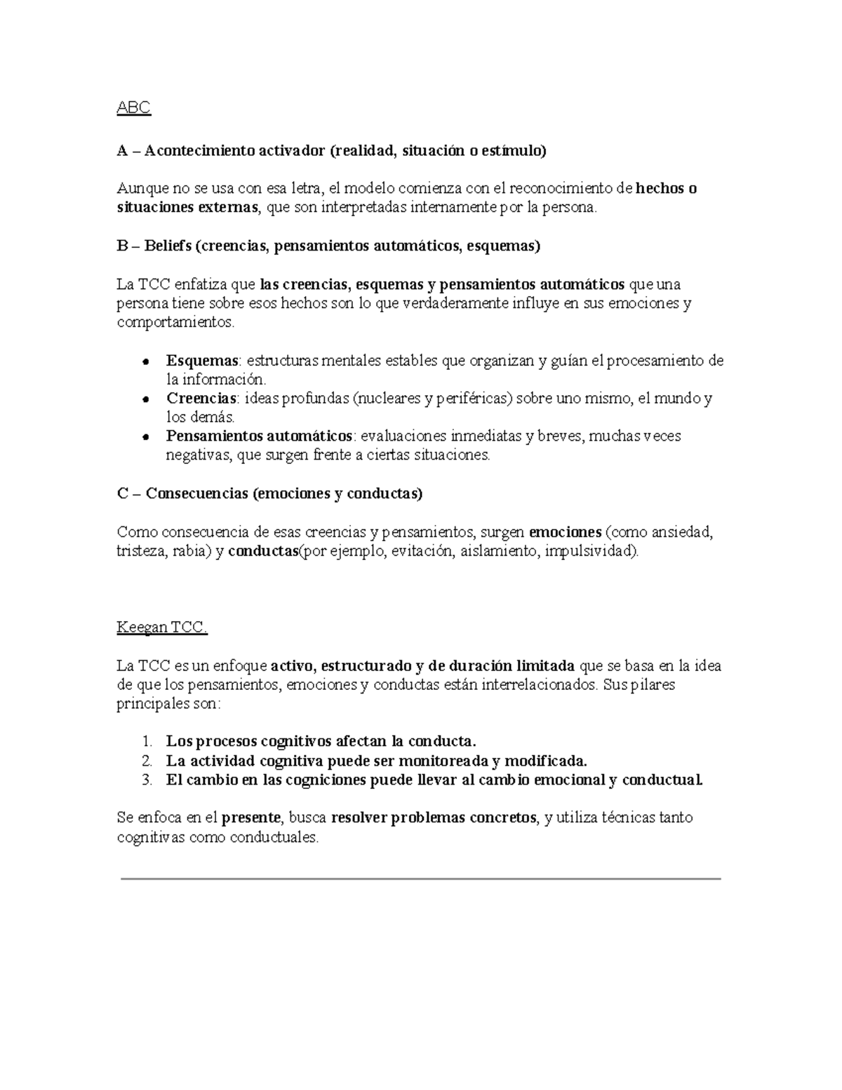 Resumen de Textos Práctica 2: Modelo de TCC y Técnicas Clave - Studocu