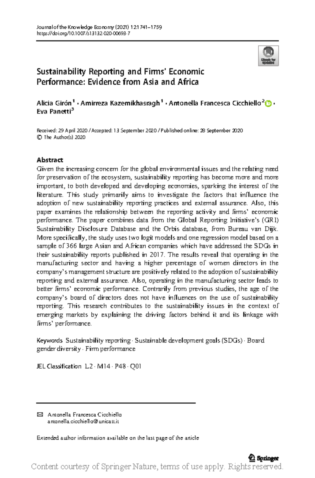 Sustainability Reporting & Economic Performance in Asia & Africa (2021 ...
