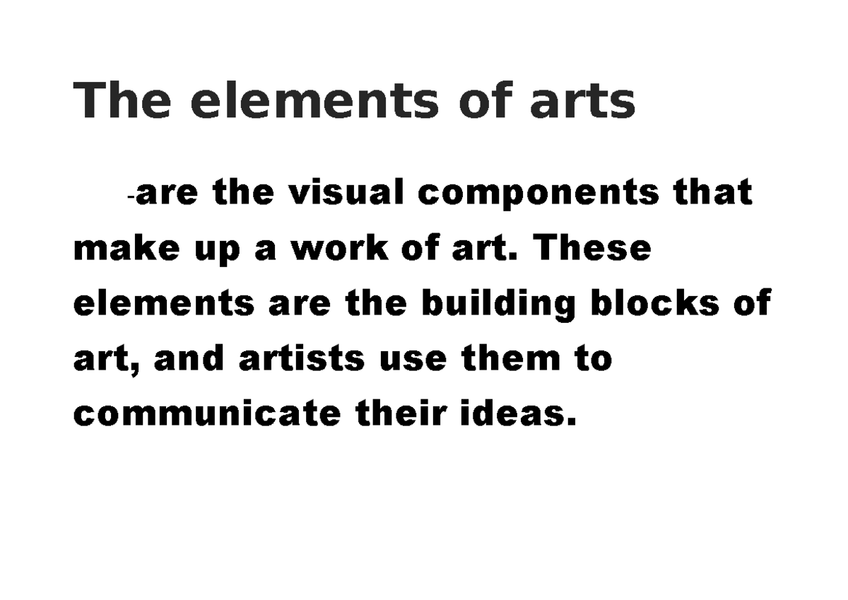 The Elements of Arts: Detailed Lesson Plan for Art Class - Studocu