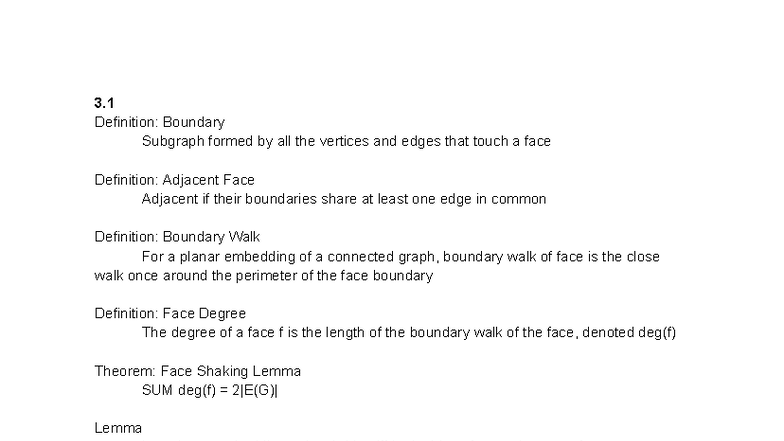 Math 239-M3 - Notes on Planar Graphs and Face Properties - Studocu