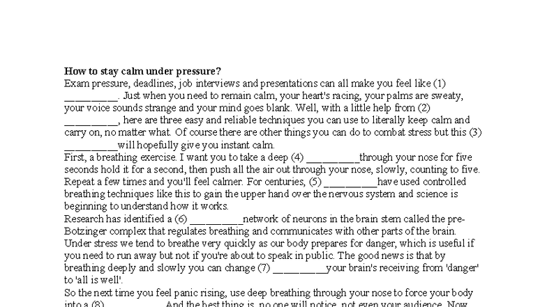 Strategies for Staying Calm Under Pressure: Techniques for Exams and ...
