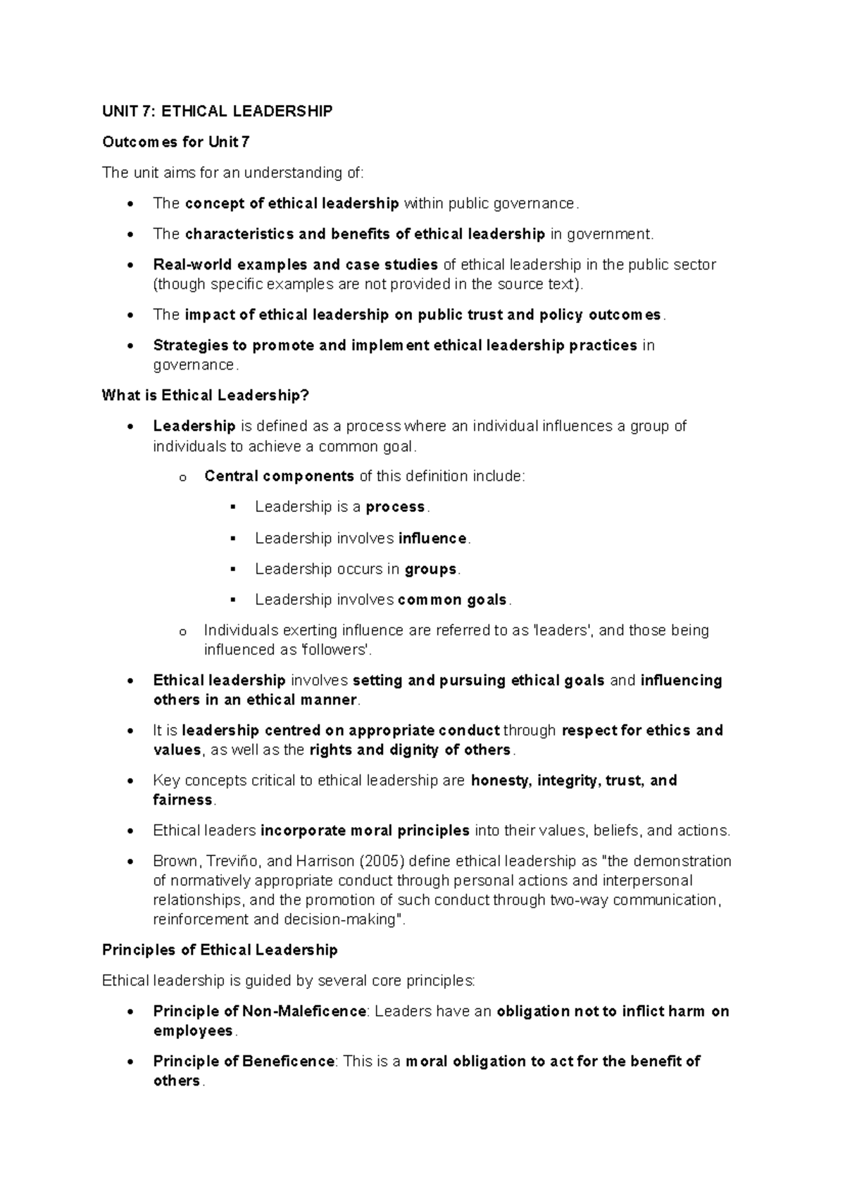 Unit 7 & 8: Ethical Leadership and Professionalism in PAD 312 Notes ...