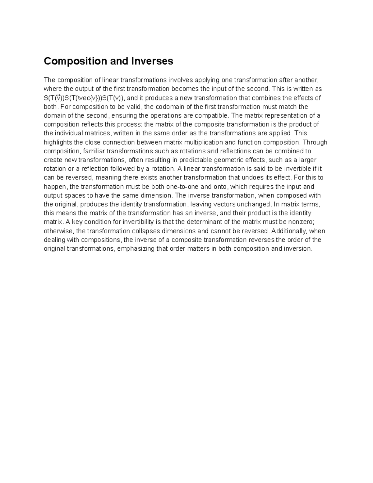 Linear Transformations: Composition & Inverses Explained - Studocu