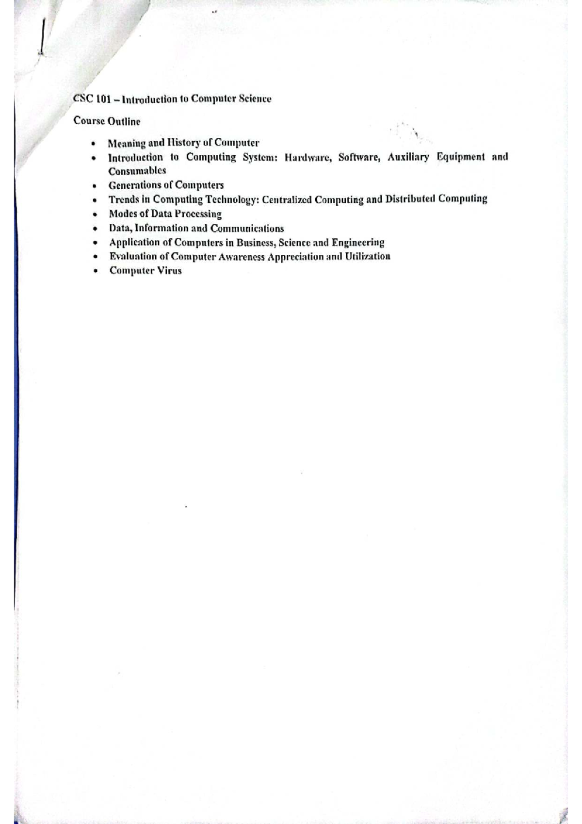 CSC 101 Introduction to Computer Science: Overview of Output Devices - Studocu