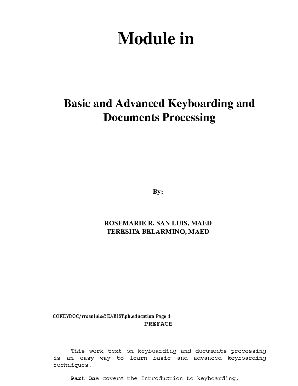 Basic and Advanced Keyboarding Techniques (IT 101) - Studocu