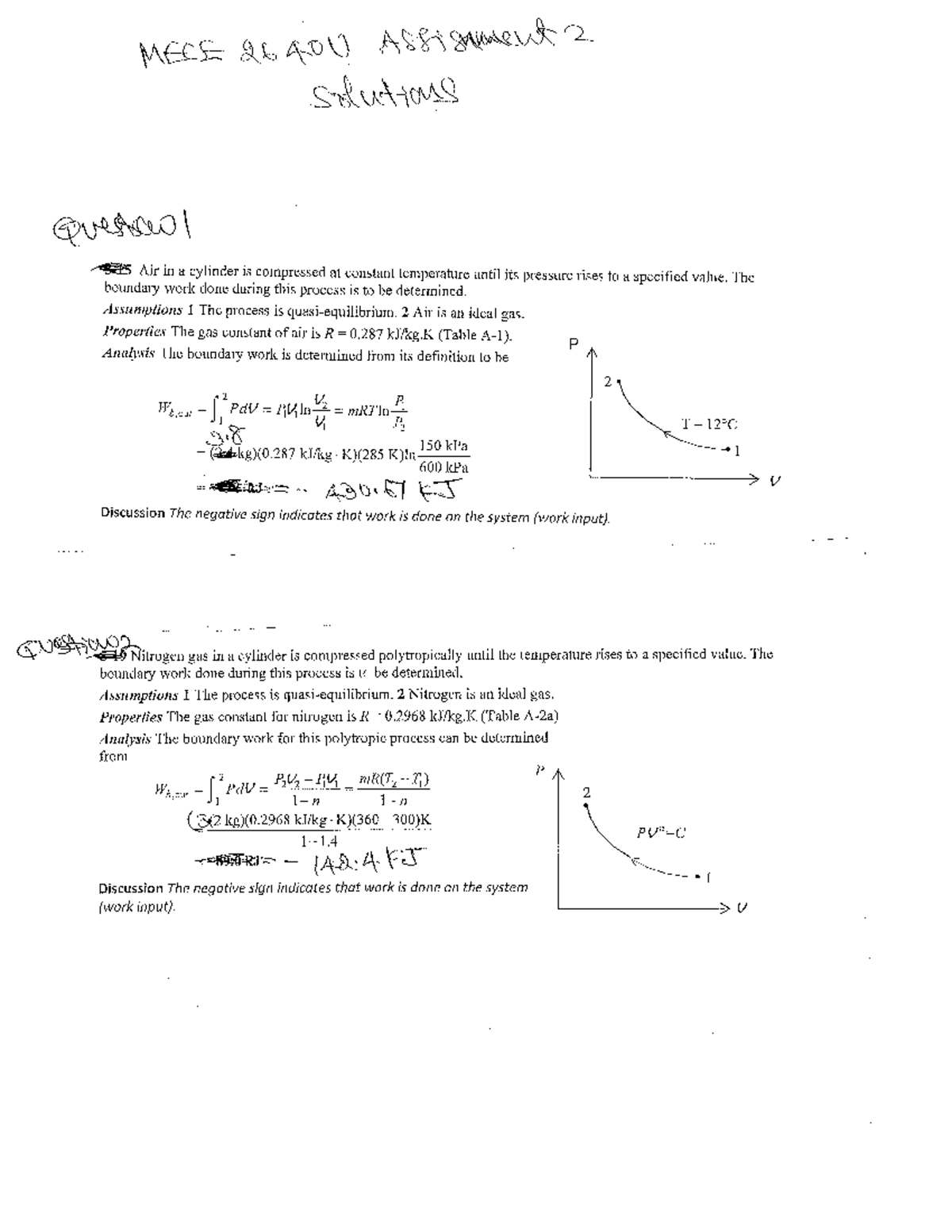 MECE 2640U Assignment 2 Solutions: Boundary Work Analysis - Studocu