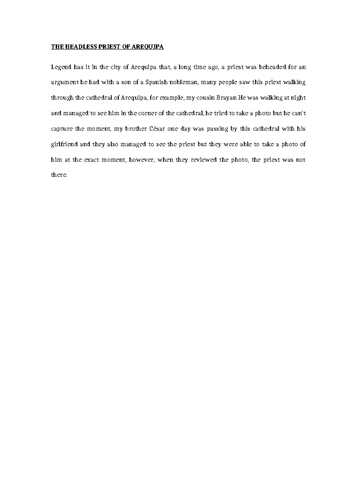 THE Headless Priest OF Arequipa -TA2 - THE HEADLESS PRIEST OF AREQUIPA ...