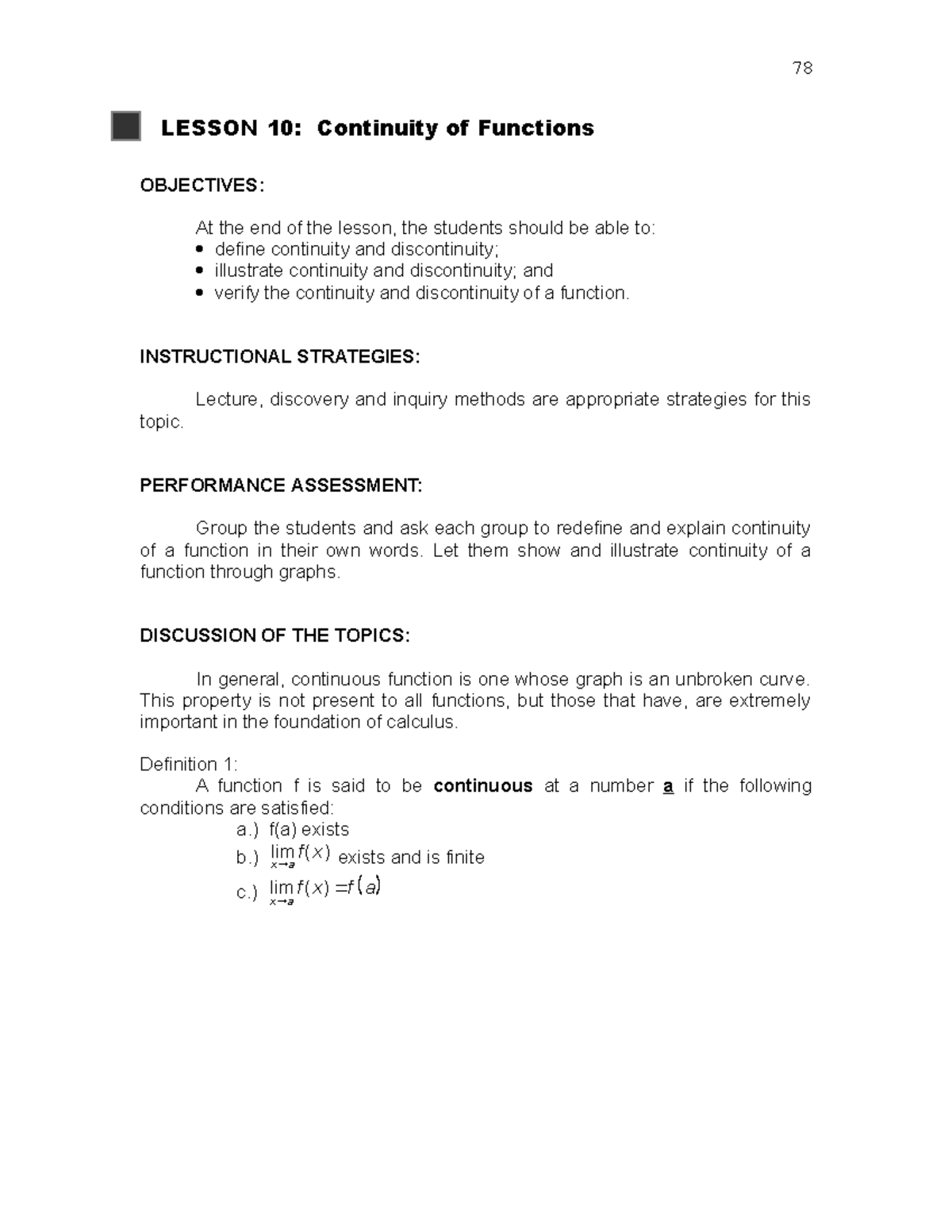 Lesson 10 Continuity OF A Function - LESSON 10: Continuity of Functions ...