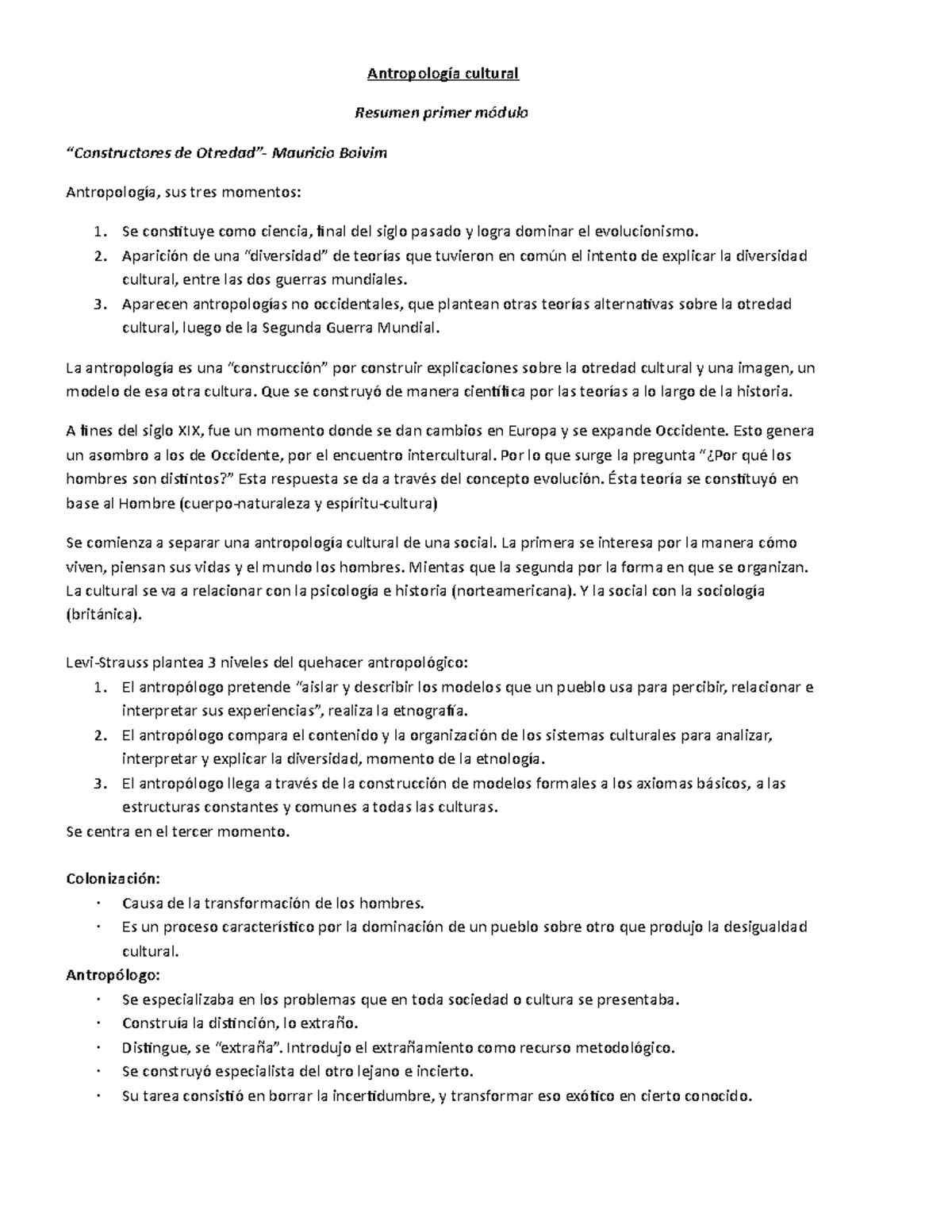 2DO Parcial Antropologia - 1 ER. PARCIAL - ANTROPOLOGÍA CULTURAL 1°C ...