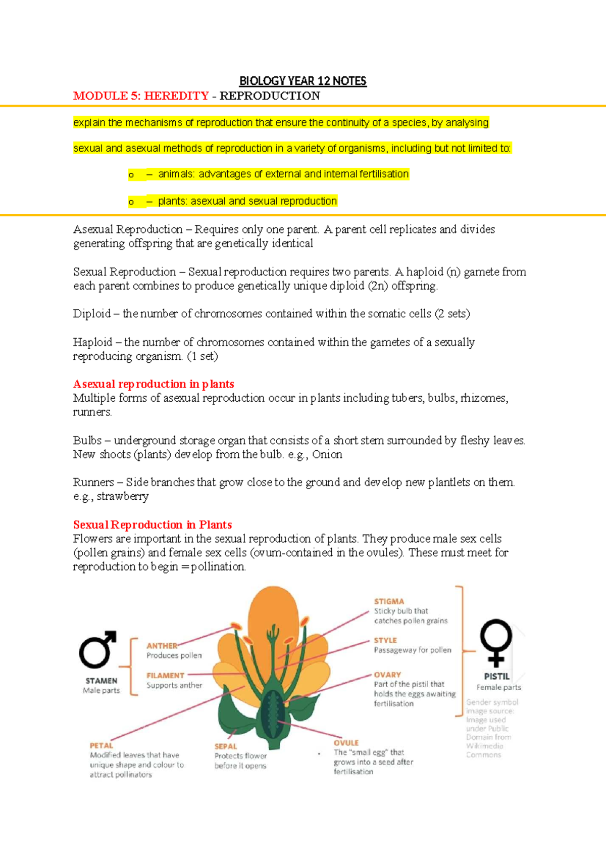 Biology Year 12 Notes: Module 5 - Heredity & Reproduction Mechanisms ...