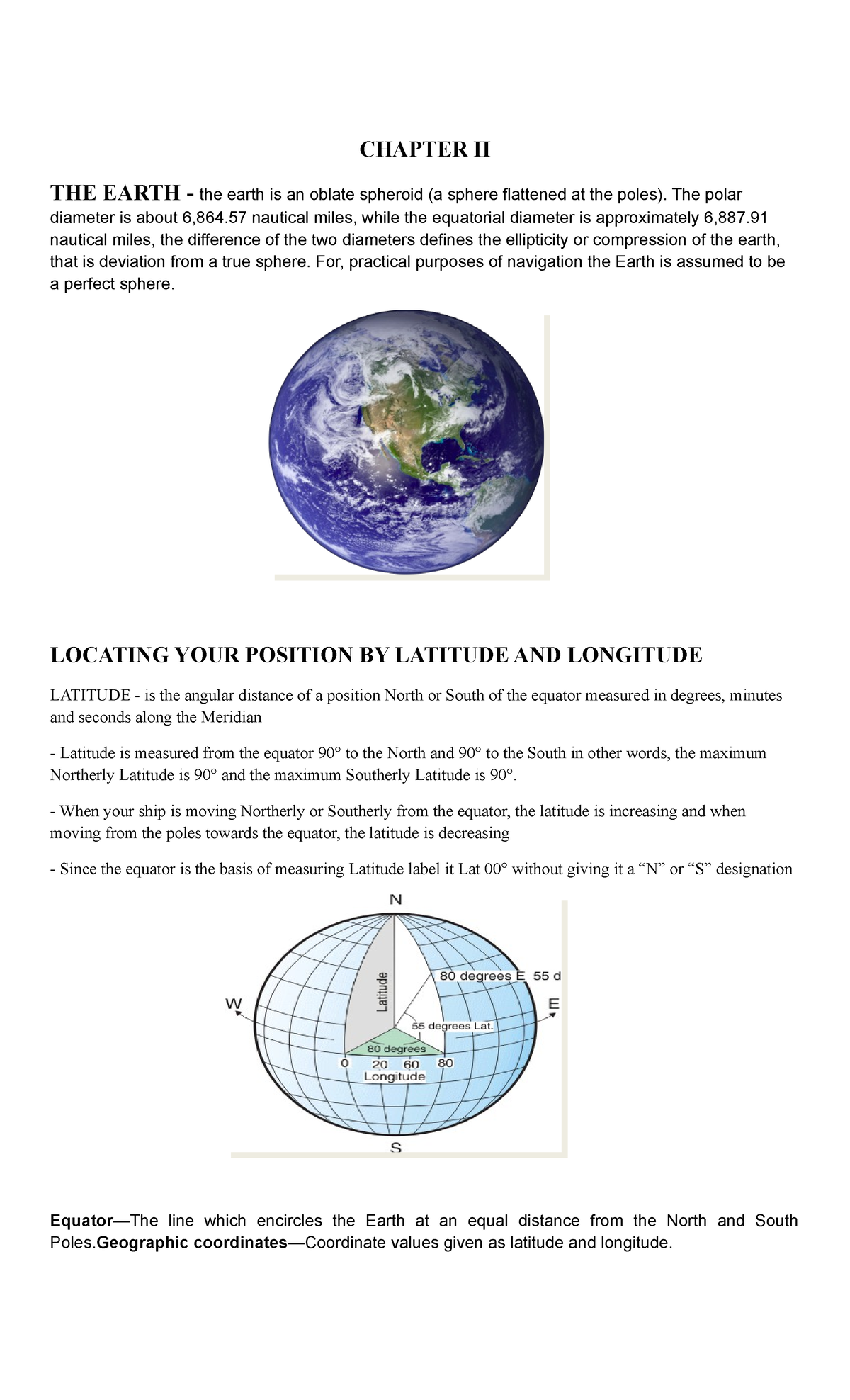 Chapter 2 - Earth's Coordinates and Positioning Techniques - Studocu