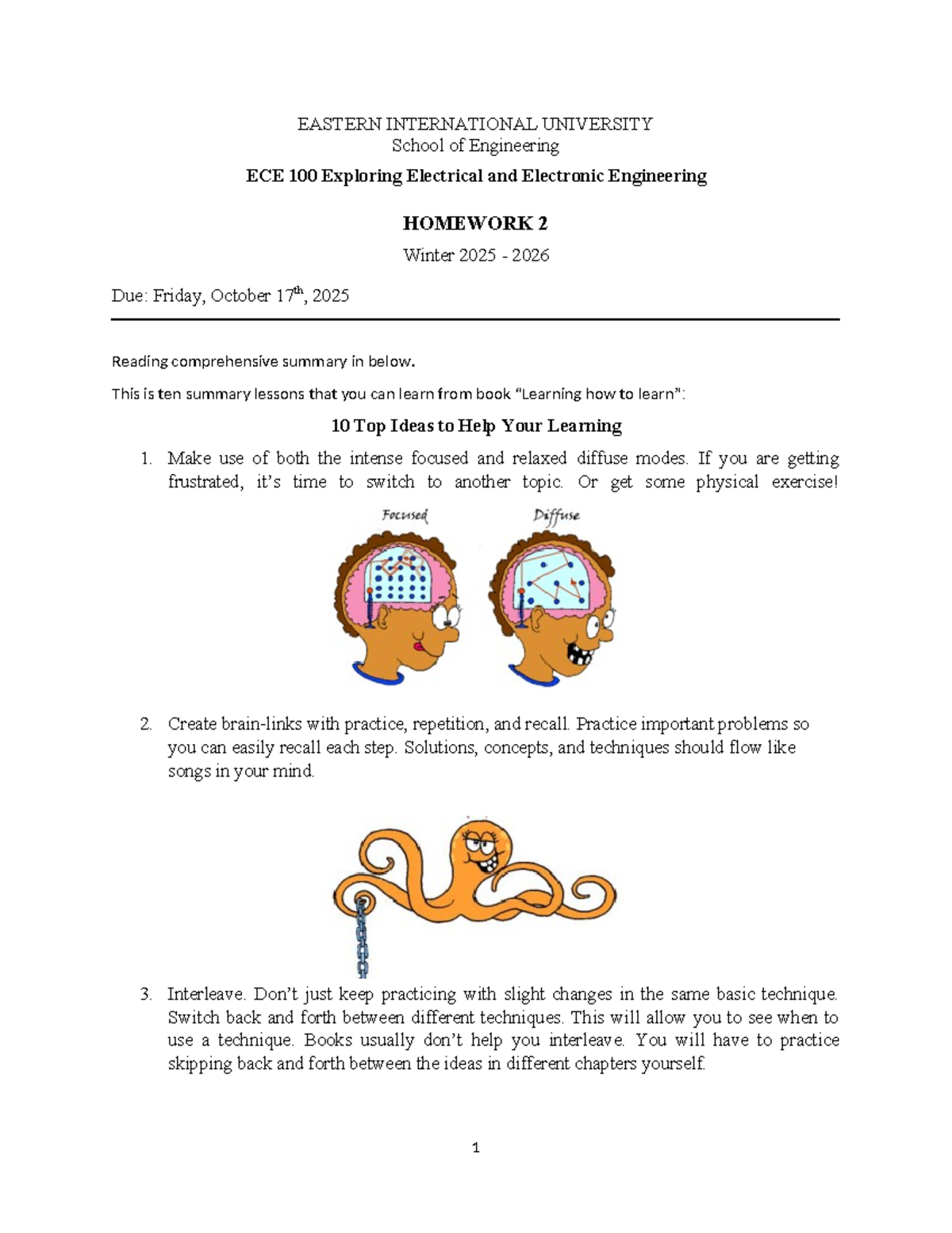 ECE 100 Homework 2: Learning Strategies & Pitfalls Summary - Studocu