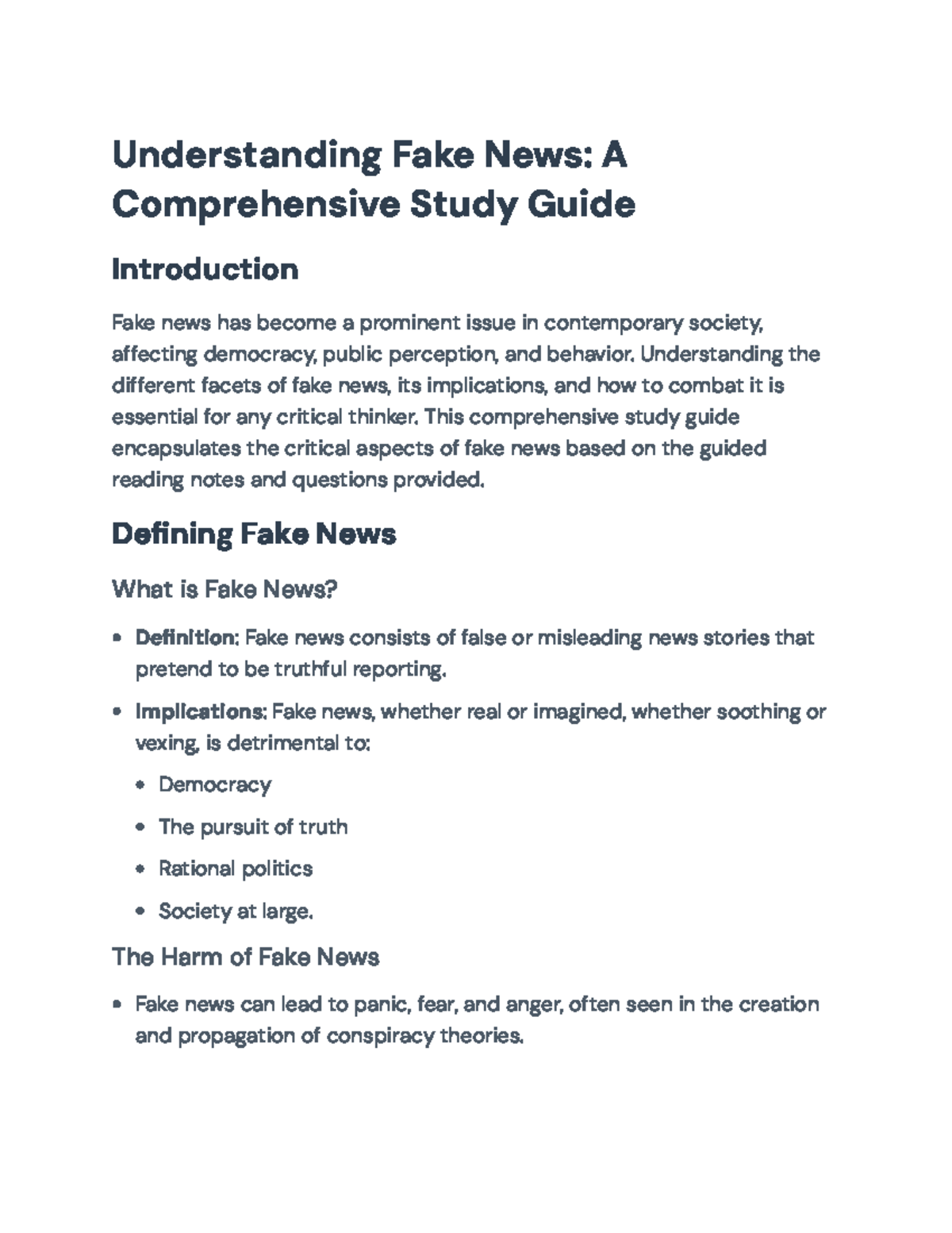 Understanding Fake News: Comprehensive Study Guide for Critical ...