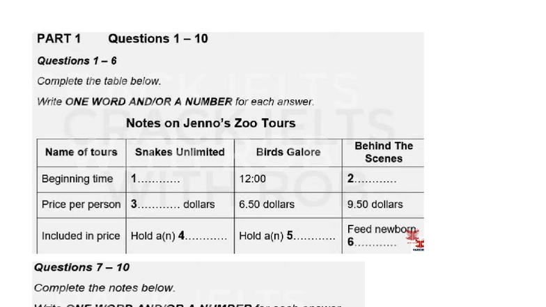 Doc14 - IELTS Tour Notes & Questions 1-30 - Studocu