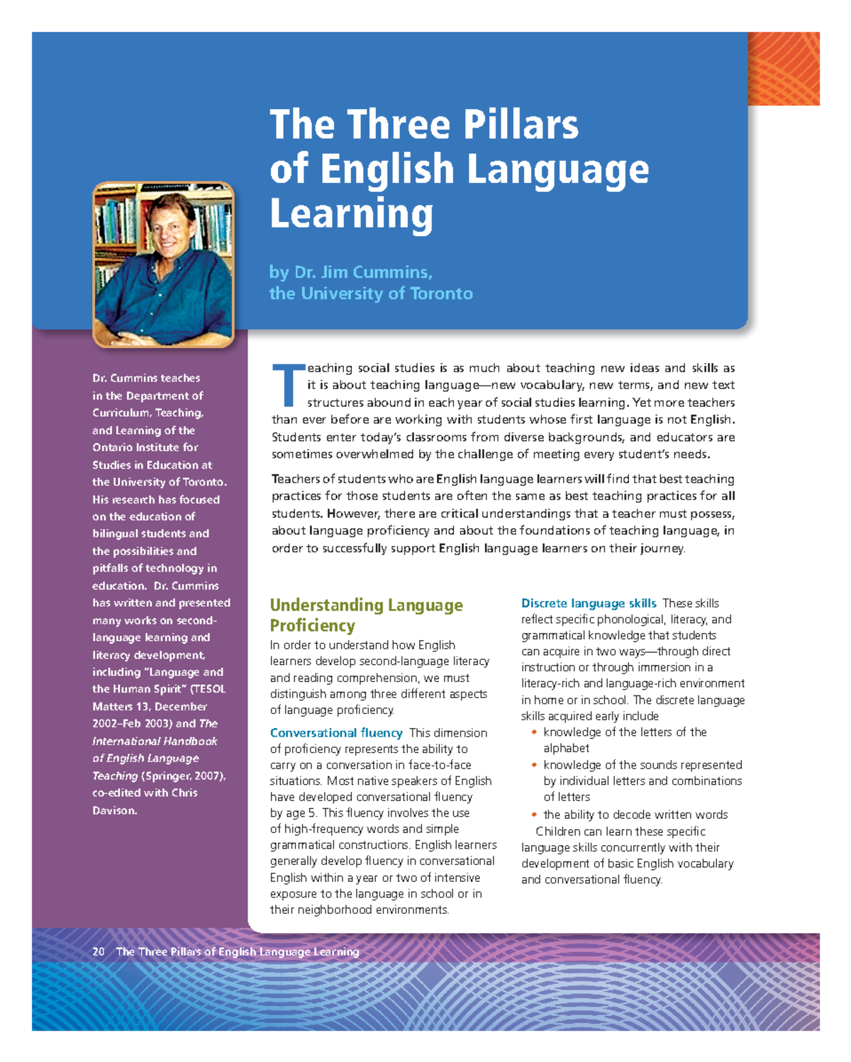 ENG 101: The Three Pillars of English Language Learning Explained - Studocu