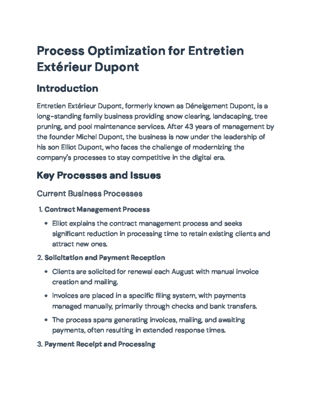 Process Optimization Recommendations for Entretien Extérieur Dupont ...