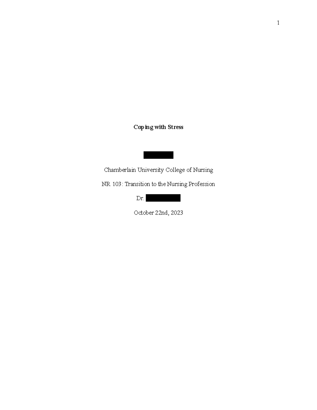 Week 7 Mindfulness Paper - NR 103 - 1 Coping with Stress Rachel Flor ...