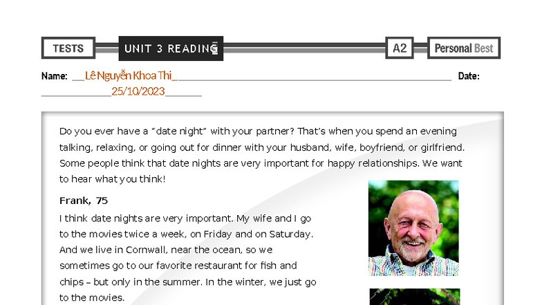Reading - UNIT 3: The Importance of Date Nights in Relationships - Studocu