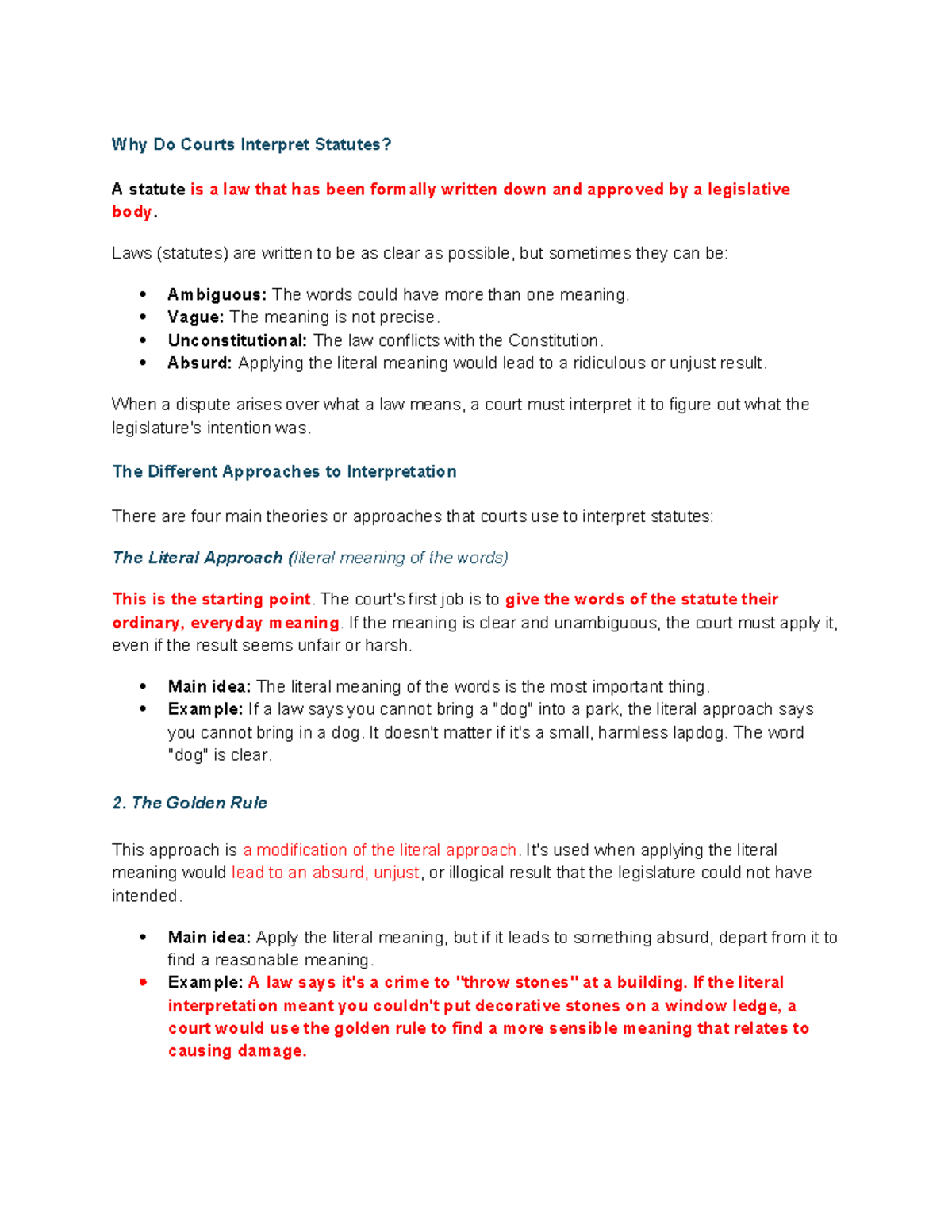 BUSL 101: Understanding Statutory Interpretation in Law - Studocu