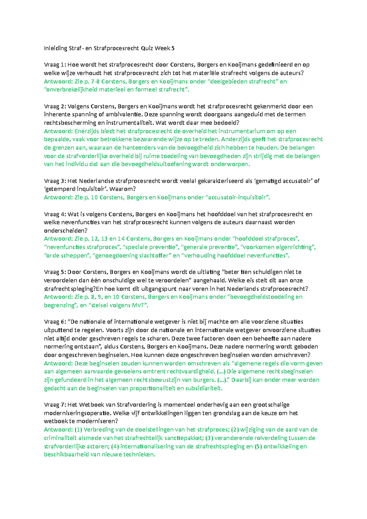 Inleiding Straf- en Strafprocesrecht Quiz Week 5: Antwoorden en Uitleg ...