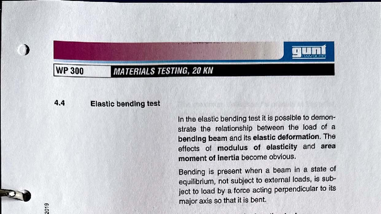 Bending Test WP300: Elastic Bending Test Principles and Calculations ...