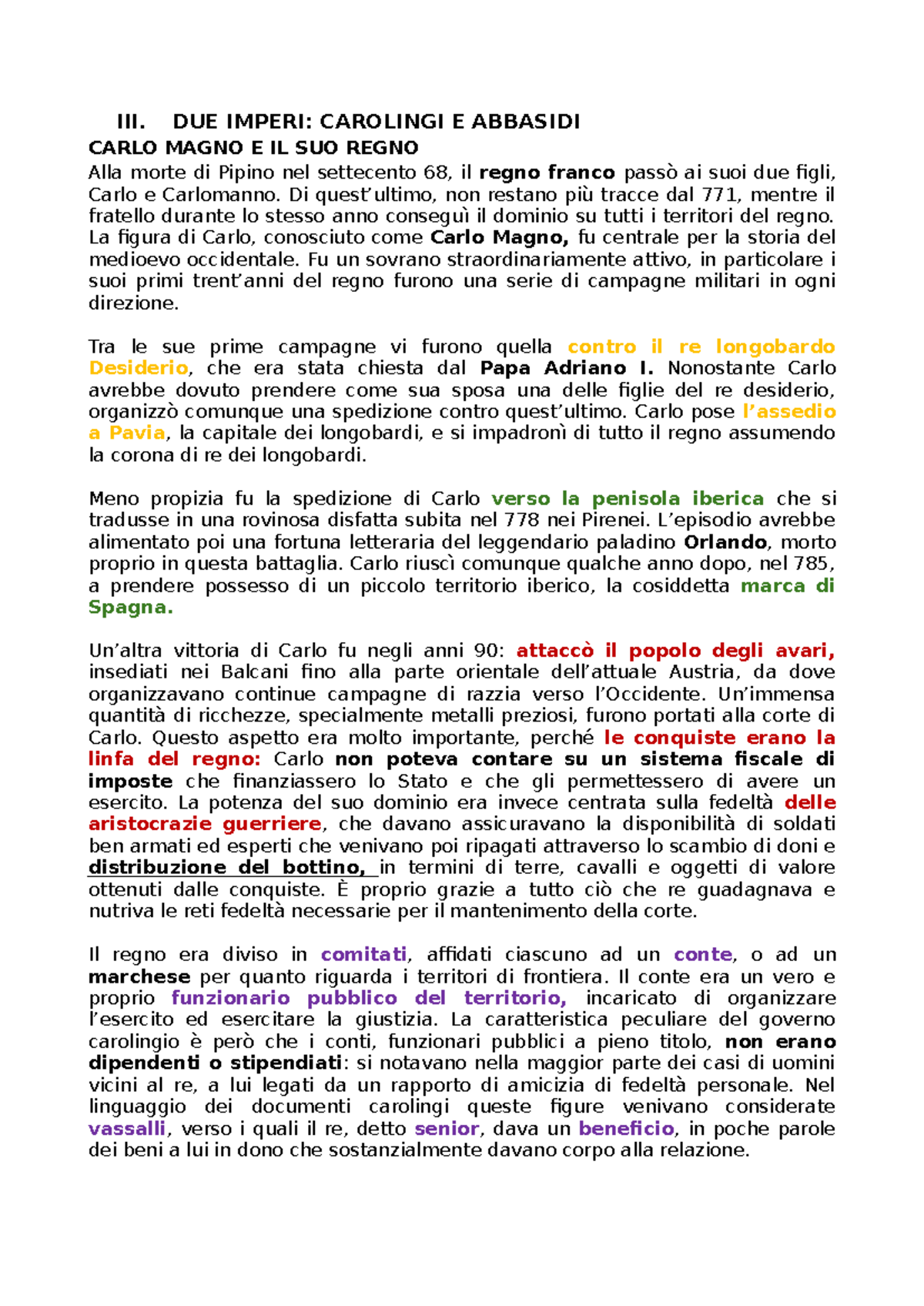 Cap. 7 - Riassunto: Carlo Magno e il Regno Carolingio - Studocu