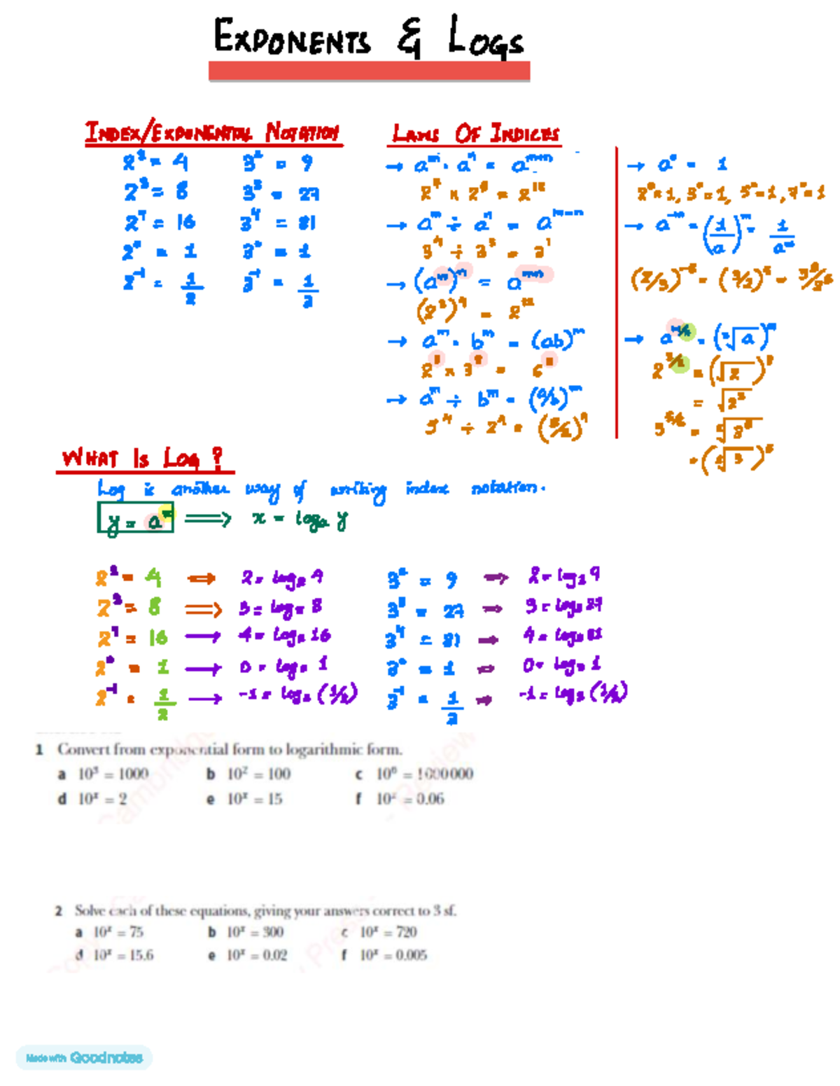 Exponents, Logs, and Surds: Key Concepts and Laws (MATH 101) - Studocu