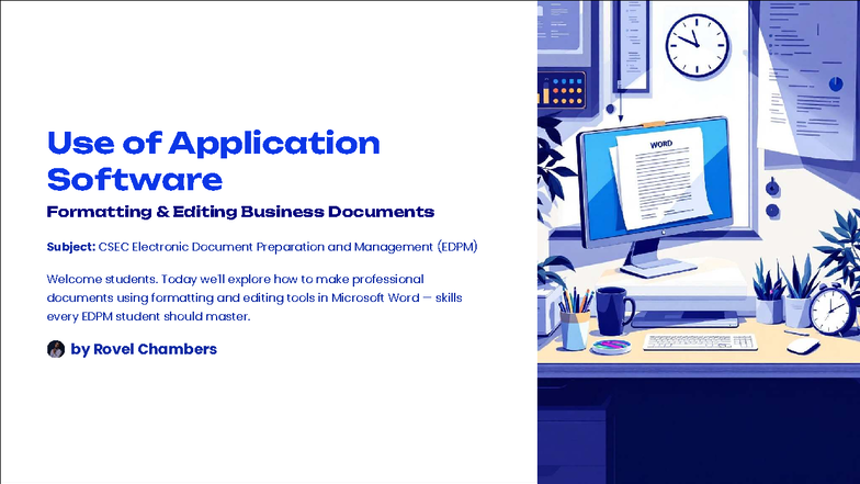 CSEC EDPM Lesson: Formatting & Editing Business Docs - Studocu