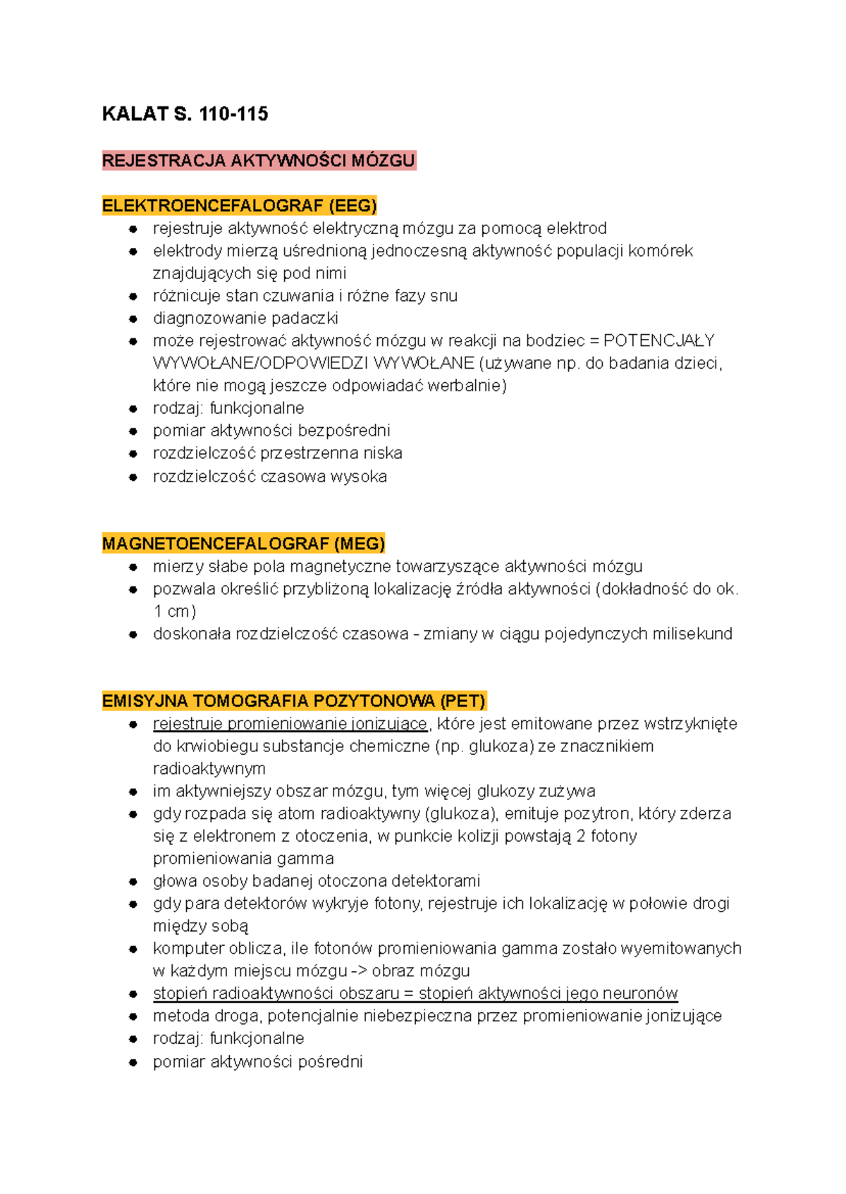 BIOL 101: Sen i Aktywność Mózgu - Kalat (Str. 110-115) - Studocu