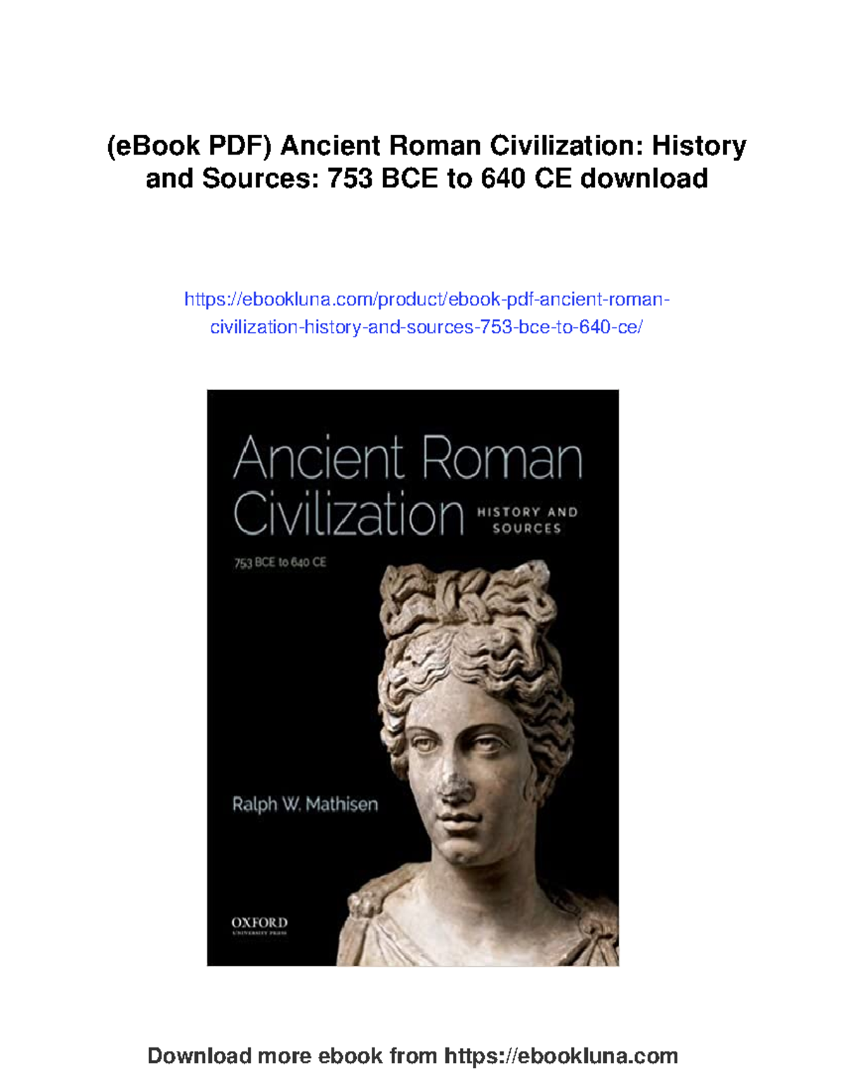 Ancient Roman Civilization: History & Sources (753 BCE - 640 CE) - Studocu