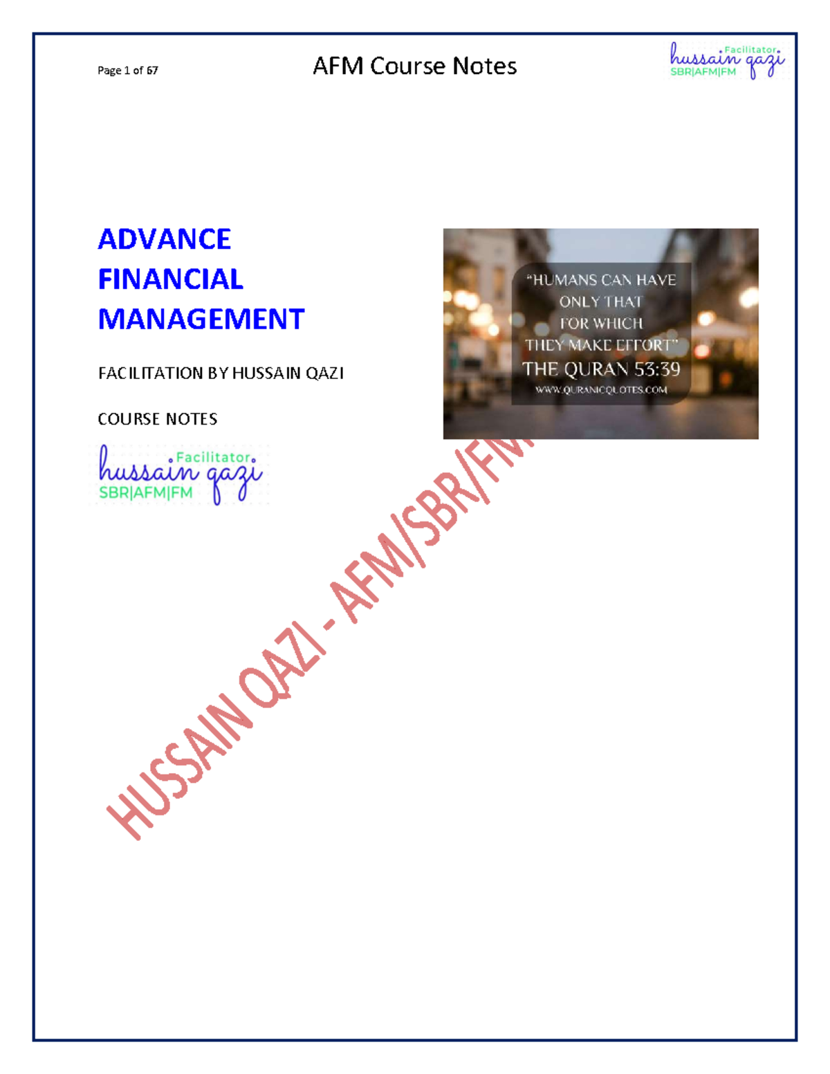 ACC AFM Course Notes: Advanced Financial Management Overview - Studocu