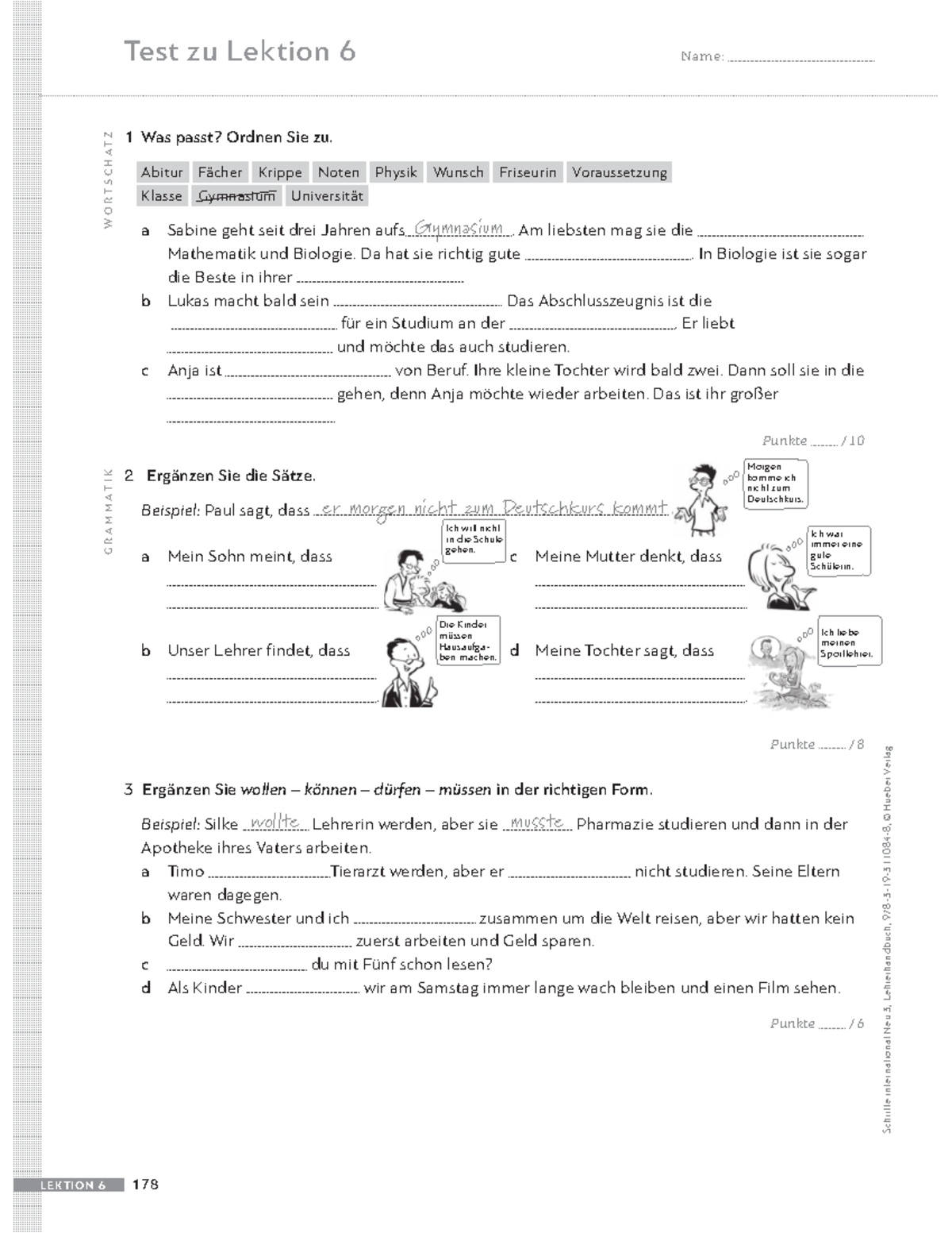 Lesson Test for German Language - Name: Schritte international Neu 3 ...