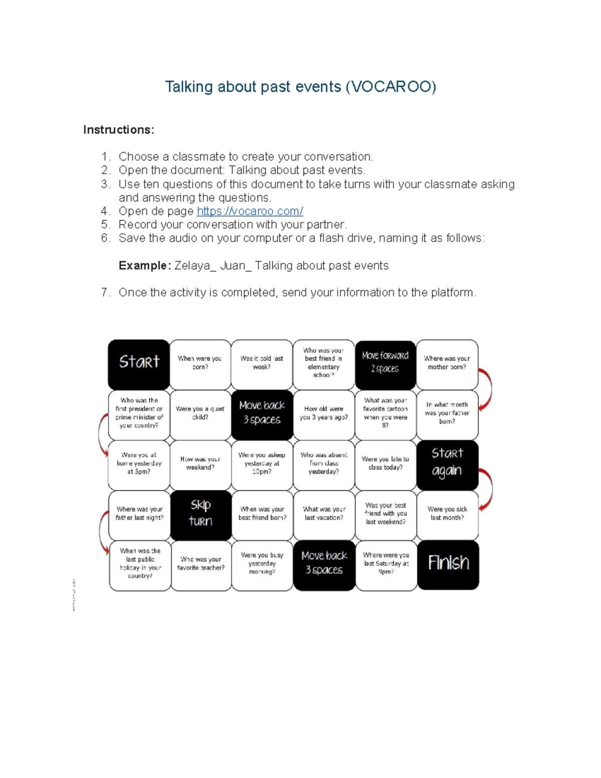 ENG 101: Talking About Past Events - Conversation Activity Guide - Studocu