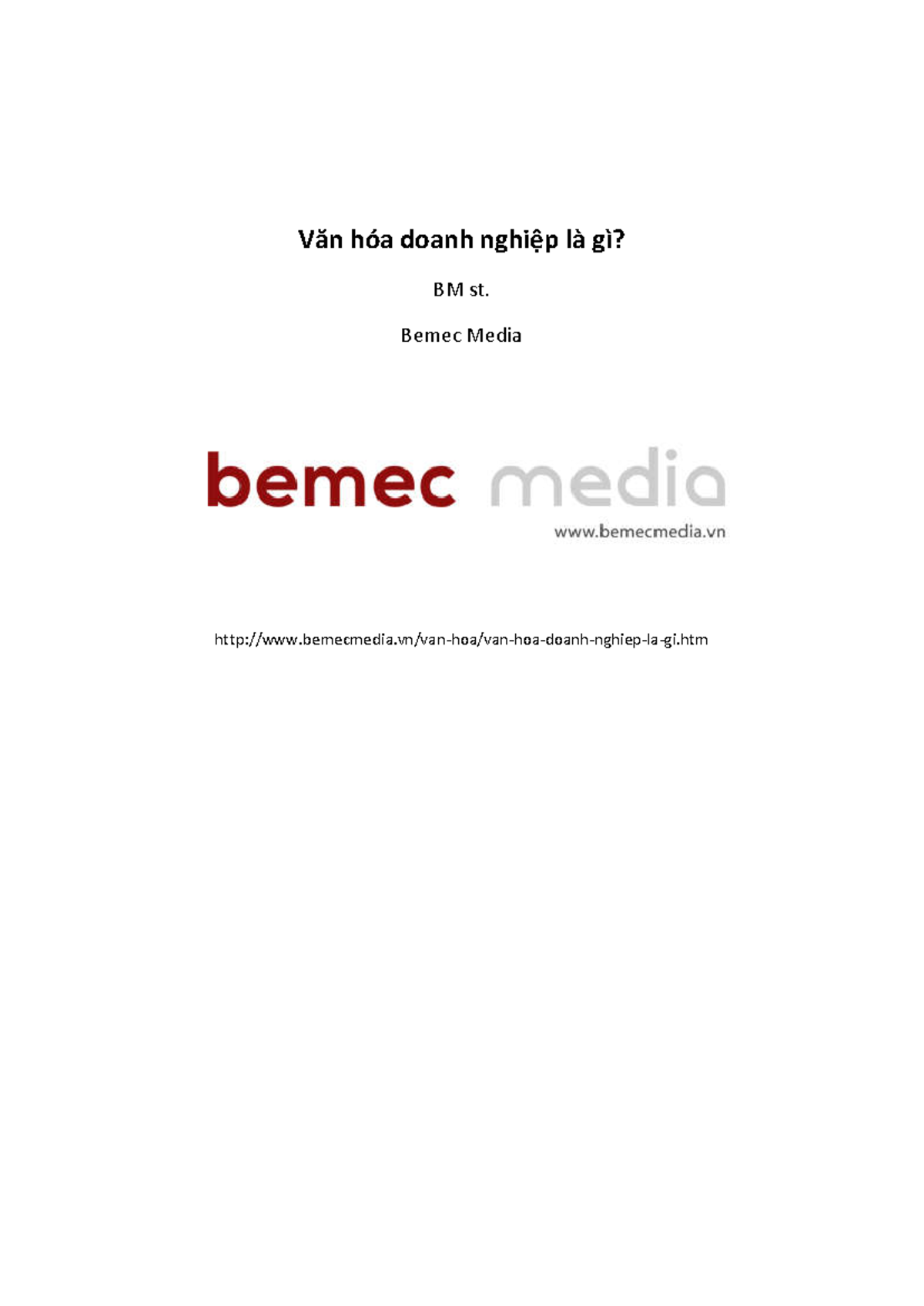 Bemec Media - Văn hóa doanh nghiệp - Văn hóa doanh nghiệp là gì? BM st ...